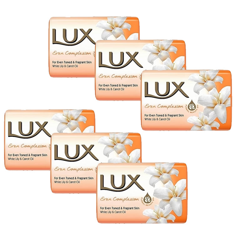 Lux Soap Even Complexion With White Lily & Carrot Oil 125 g (Pack of 6 ...