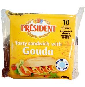 President Gouda Sliced Cheese 200 g 12 Slices - Fresh To Dommot